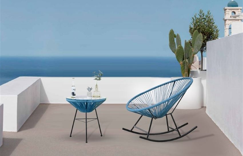 RC-1942 - Blue Rocking Outdoor Lounge Chair • Mobilitop Lebanon Beirut