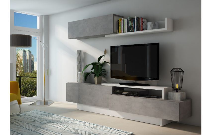 SOHO - Reversible Shiny White & Graphite TV Unit With • Mobilitop ...