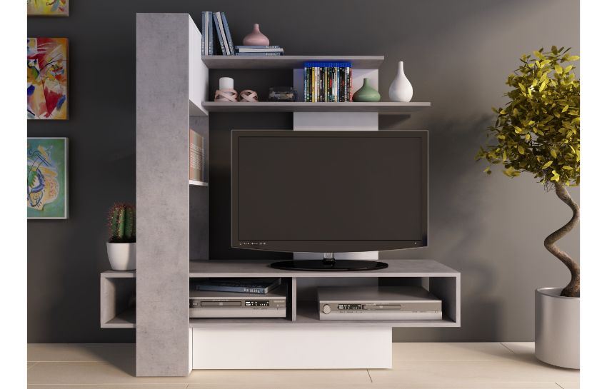 SKY - White & Graphite Modern TV Unit • Mobilitop Lebanon Beirut