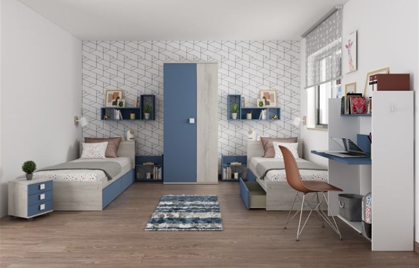 JAZZ-BLUE - Modern Compact Single Bedroom Set • Mobilitop Lebanon Beirut