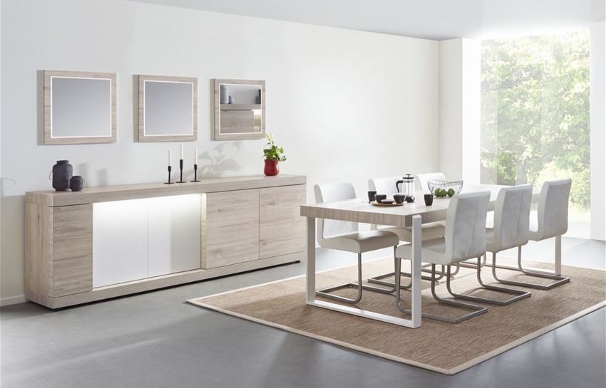 TREVISO - White And Light Oak Dining Table And • Mobilitop Lebanon Beirut